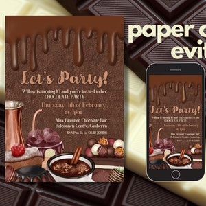 Chocolate Party Invitation INSTANT DOWNLOAD Desserts Birthday ...