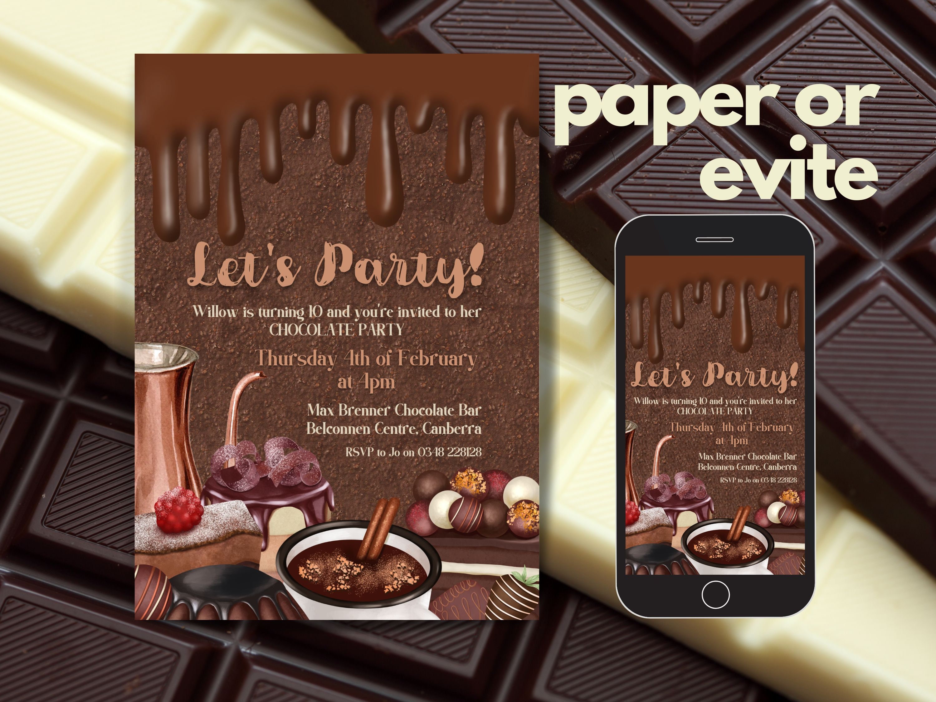 Chocolate Party Invitation INSTANT DOWNLOAD Desserts Birthday ...