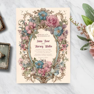 Victorian Wedding Invitation, INSTANT DOWNLOAD, Vintage Floral Invite ...