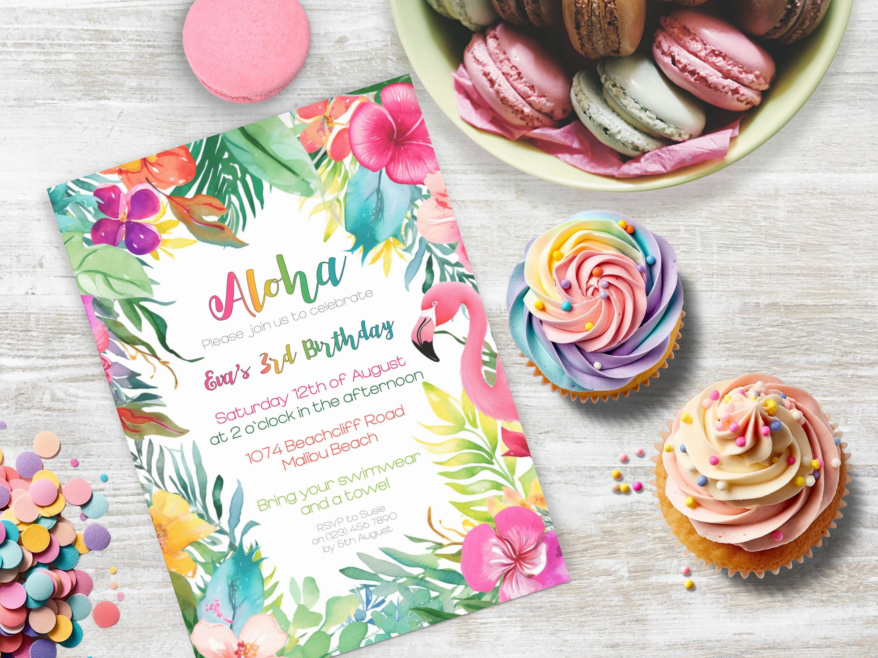 Flamingo Birthday Invitation INSTANT DOWNLOAD Tropical Party - Etsy