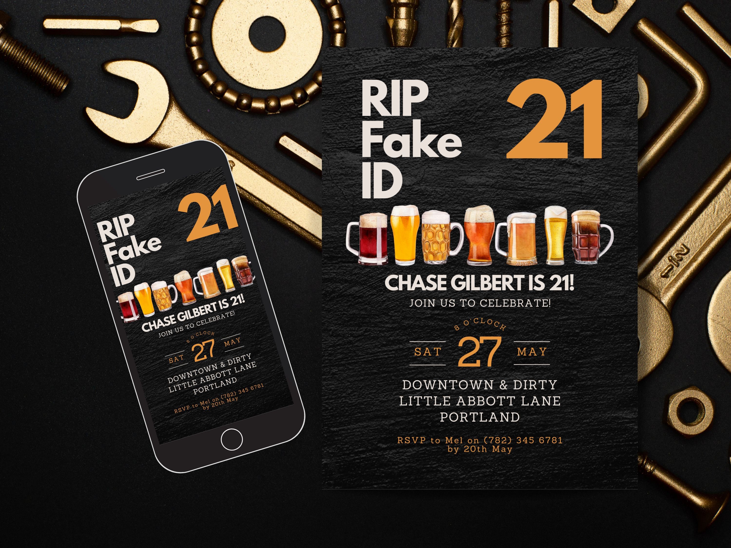 RIP Fake Id 21st Birthday Invitation INSTANT DOWNLOAD Canva Template ...