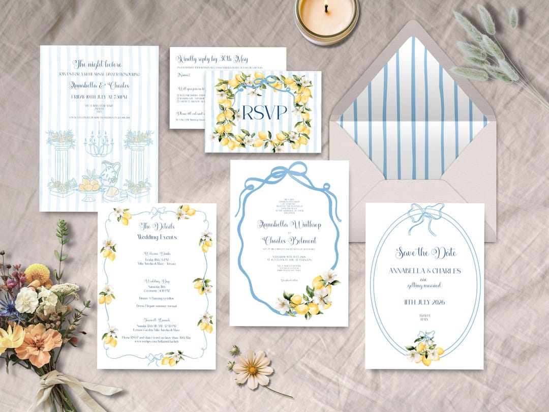 Italian Wedding Invitation Bundle, INSTANT DOWNLOAD, Amalfi Theme ...