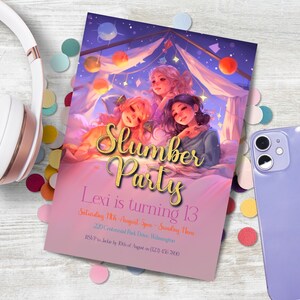 Slumber Party Birthday Invitation, INSTANT DOWNLOAD, Sleepover Party ...
