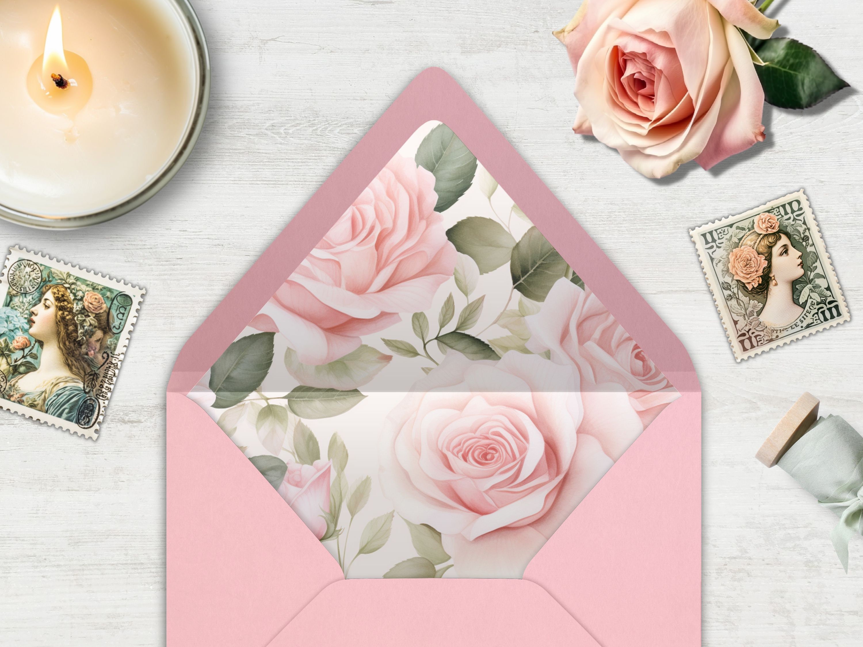 Wedding Envelope Liners INSTANT DOWNLOAD Rose Envelope - Etsy