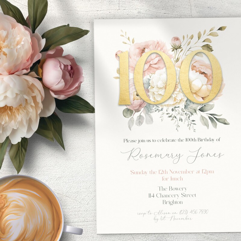 100th Birthday Invitations - Etsy