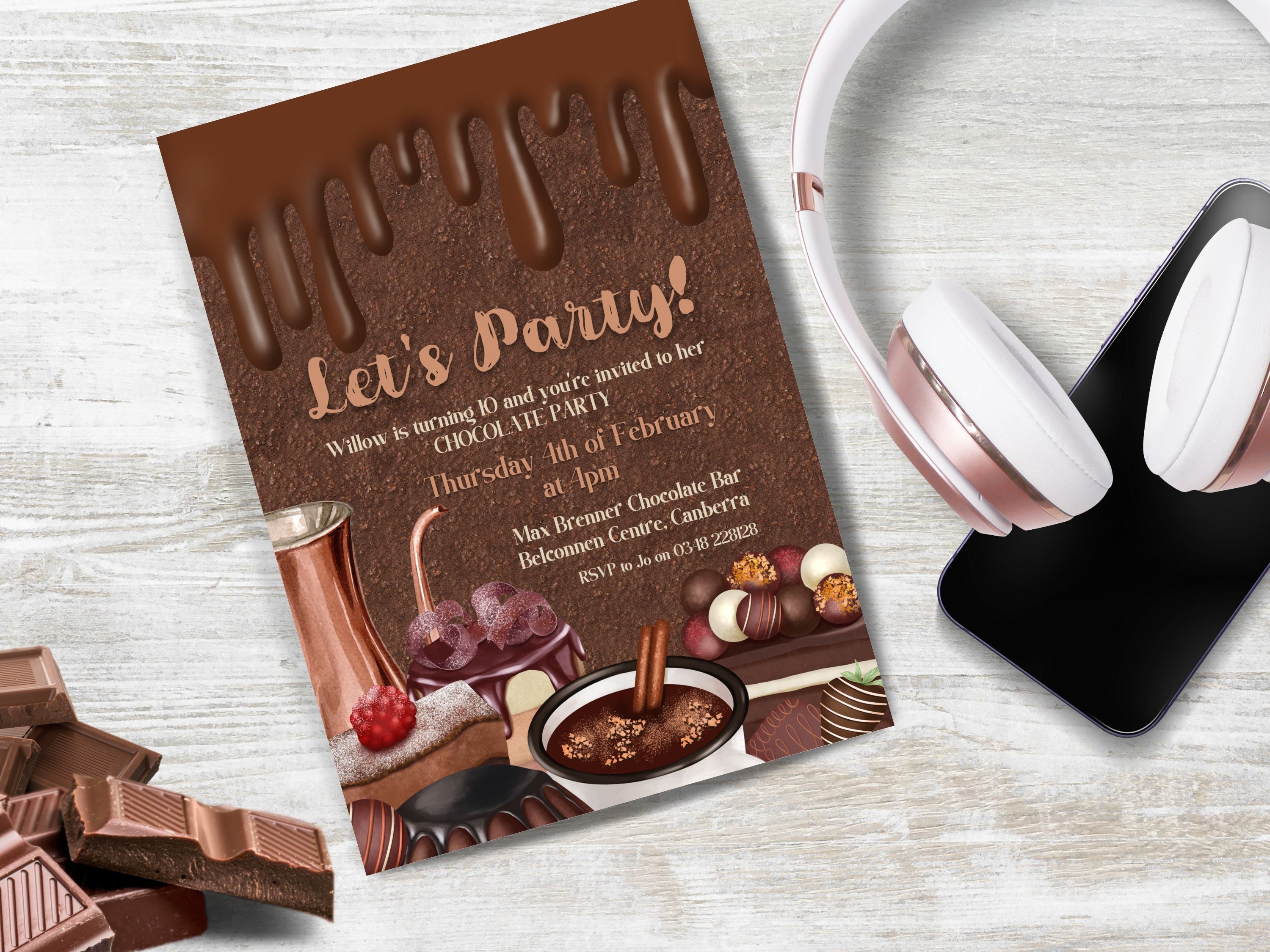 Chocolate Party Invitation INSTANT DOWNLOAD Desserts Birthday ...