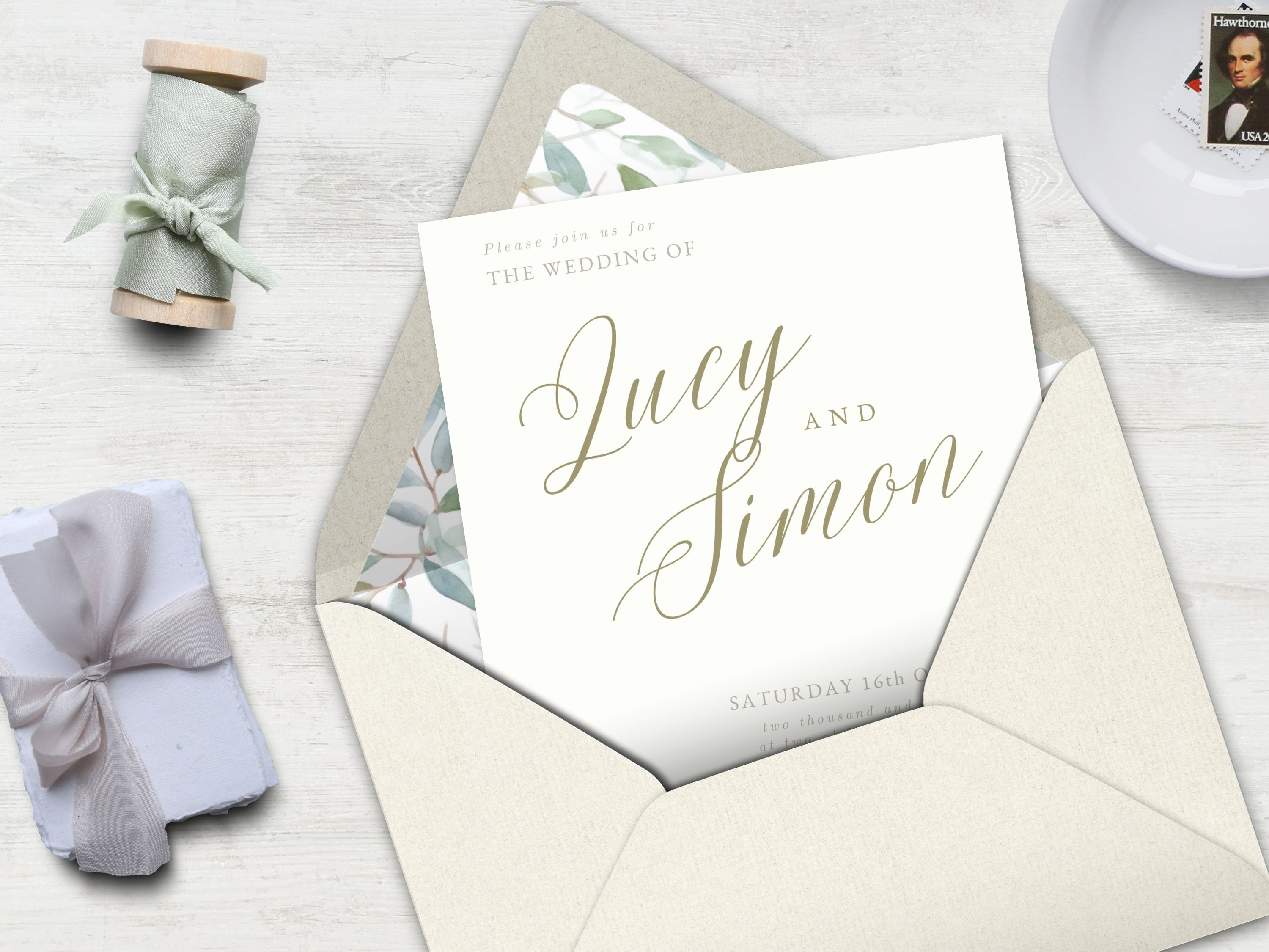 Envelope Liner, Eucalyptus, INSTANT DOWNLOAD, Canva Template, Botanical ...