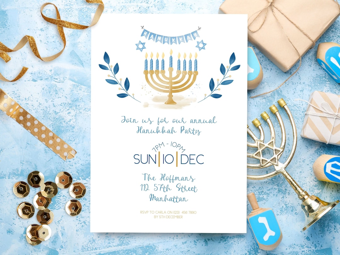 Editable Hanukkah Invitation, INSTANT DOWNLOAD, Chanukah Celebration ...