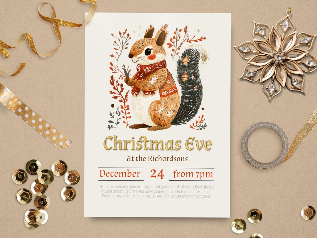 Christmas Eve Invite, INSTANT DOWNLOAD, Holiday Party Invite, Christmas ...