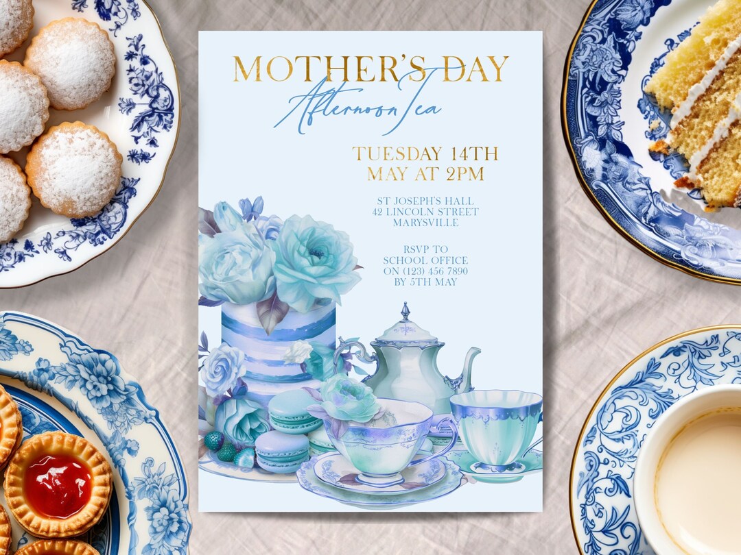 Mother's Day Party, Tea Party Invitation, INSTANT DOWNLOAD, Regency ...
