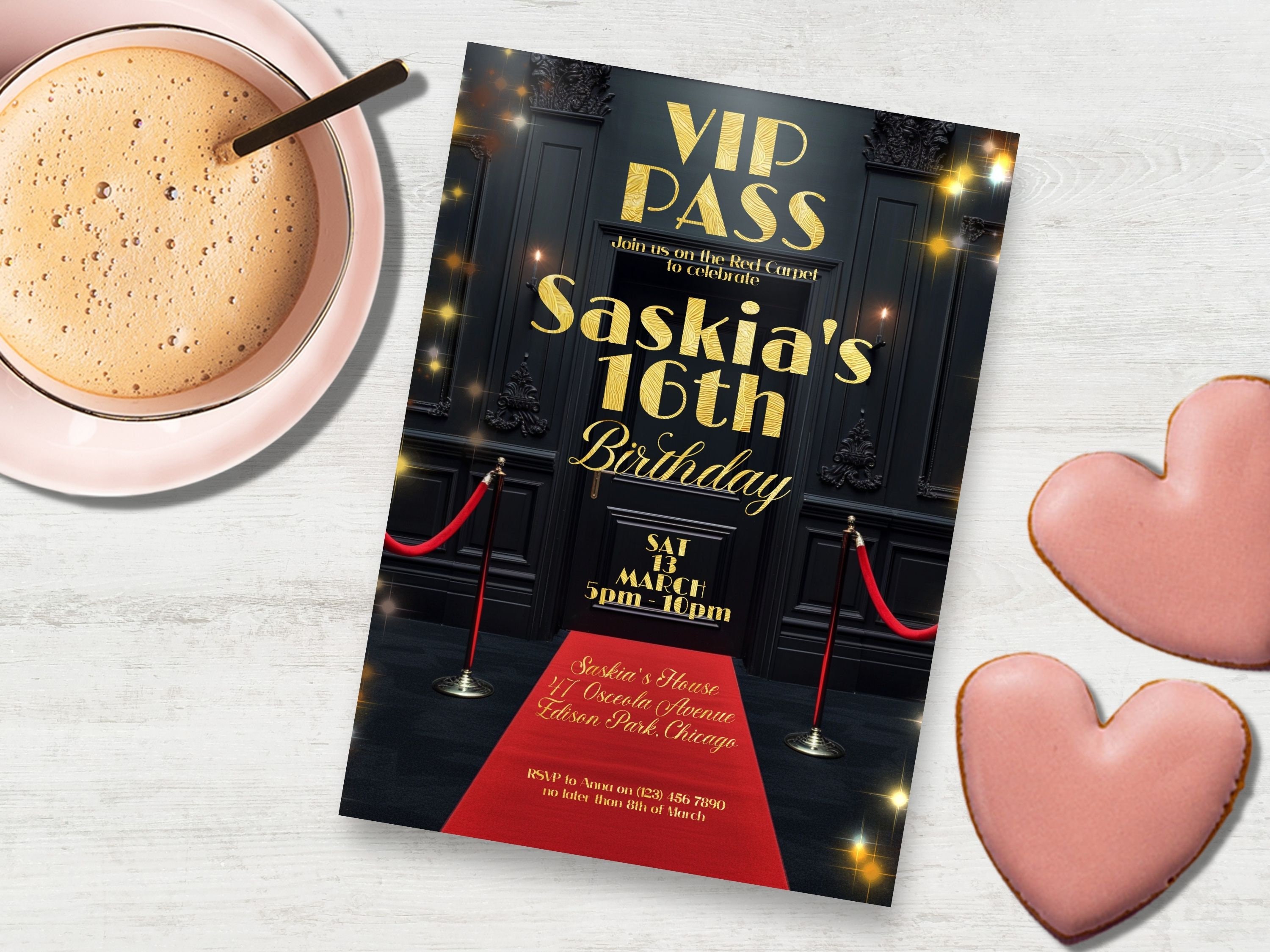 VIP Pass Birthday Invitation, INSTANT DOWNLOAD, Hollywood Red Carpet ...