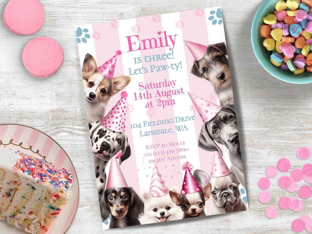 Dog Theme Birthday Party Invitation, INSTANT DOWNLOAD, Doggo Party, Let ...