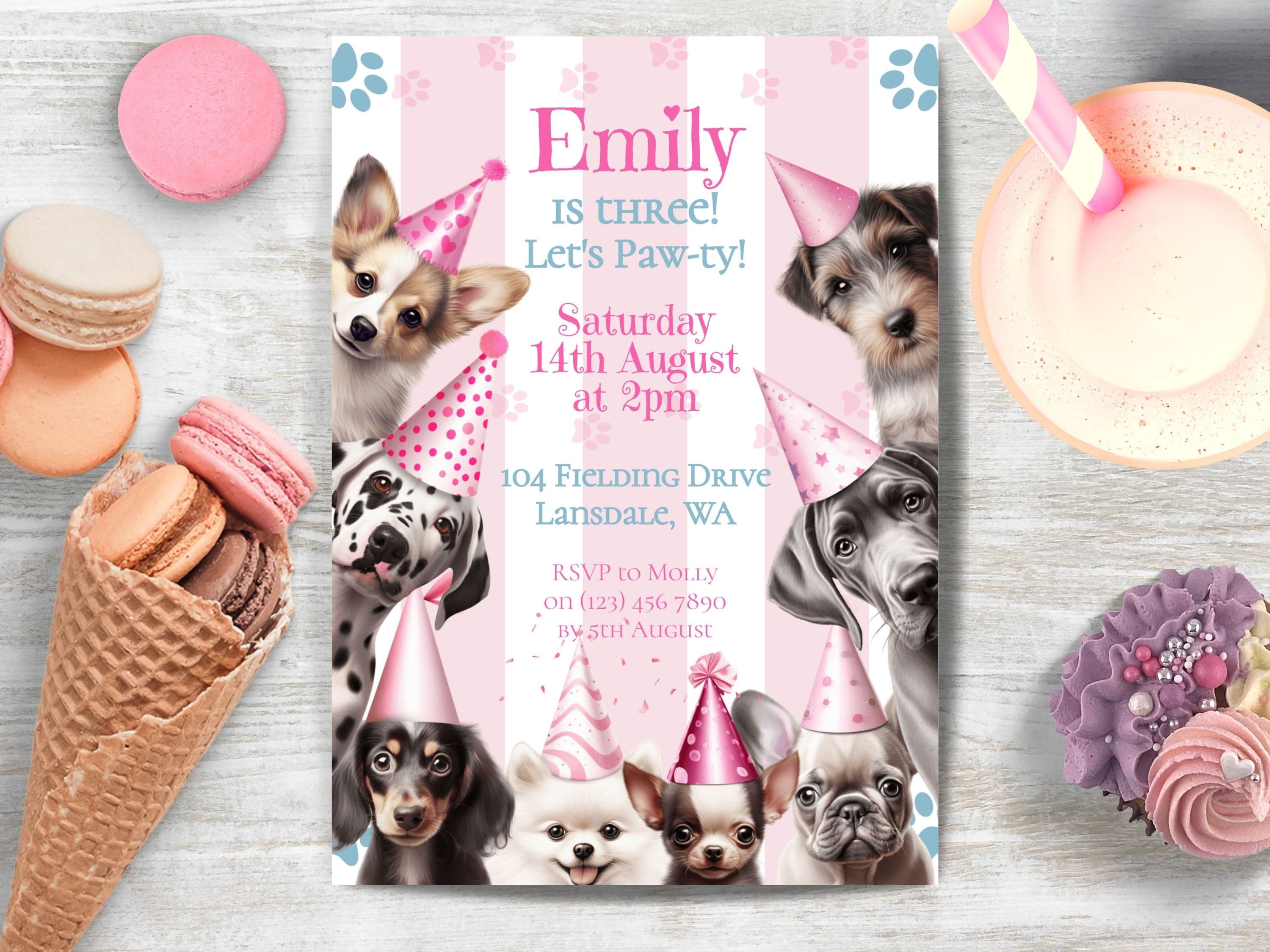 Dog Theme Birthday Party Invitation, INSTANT DOWNLOAD, Doggo Party, Let ...