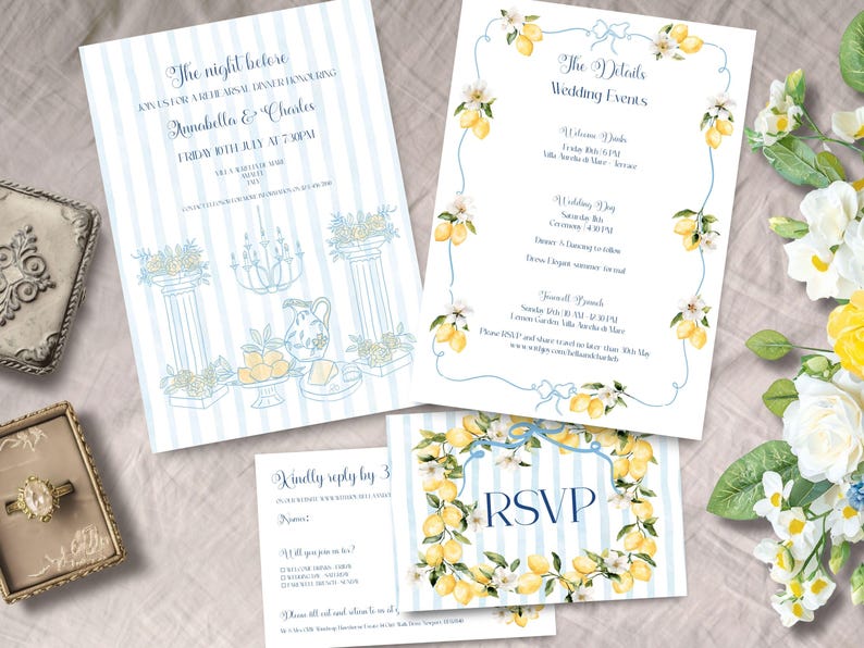 Italian Wedding Invitation Bundle, INSTANT DOWNLOAD, Amalfi Theme ...