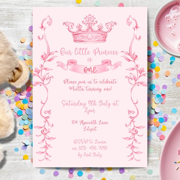 Princess Turning 1 Birthday Invitations - Etsy