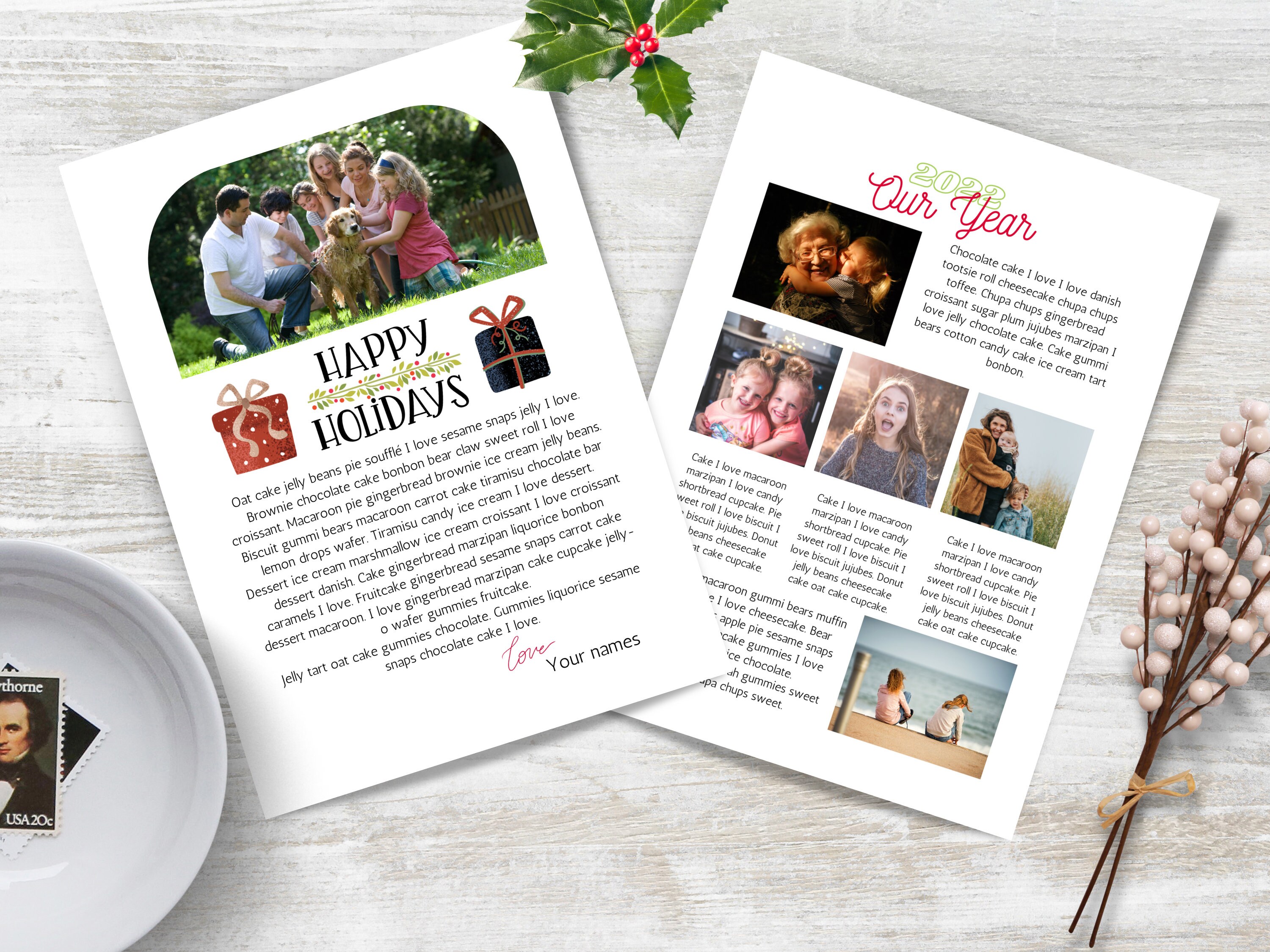 Year in Review Happy Holidays Letter INSTANT DOWNLOAD Photo Newsletter ...