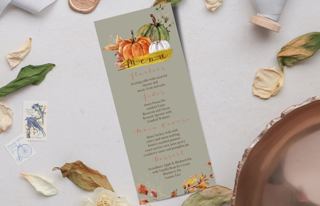 Thanksgiving Menu Card INSTANT DOWNLOAD Canva Template, Friendsgiving ...