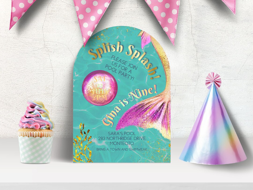 Mermaid Pool Party Invitation, INSTANT DOWNLOAD, Pool Party, Mermaid ...