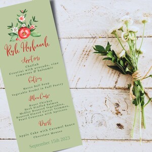 Rosh Hashanah Menu, INSTANT DOWNLOAD, Editable Menu, Shabbat Dinner ...