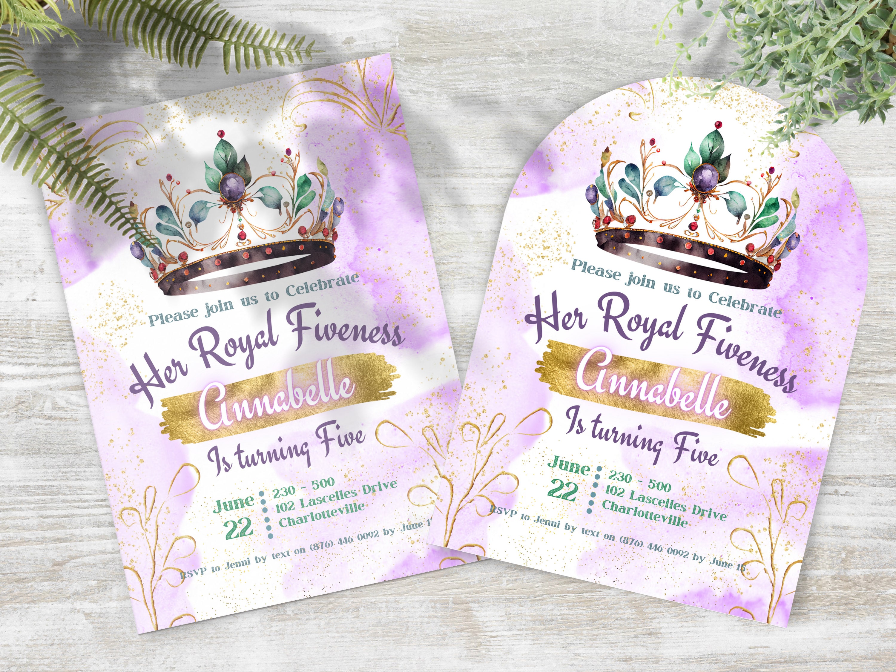 Her Royal Five-ness Birthday Invitation INSTANT DOWNLOAD Edit in Canva ...