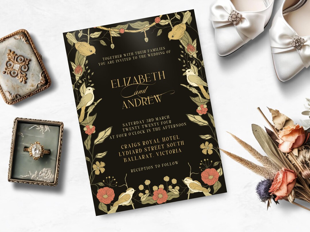 Victorian Style Wedding Invitation, INSTANT DOWNLOAD, Victorian Floral ...