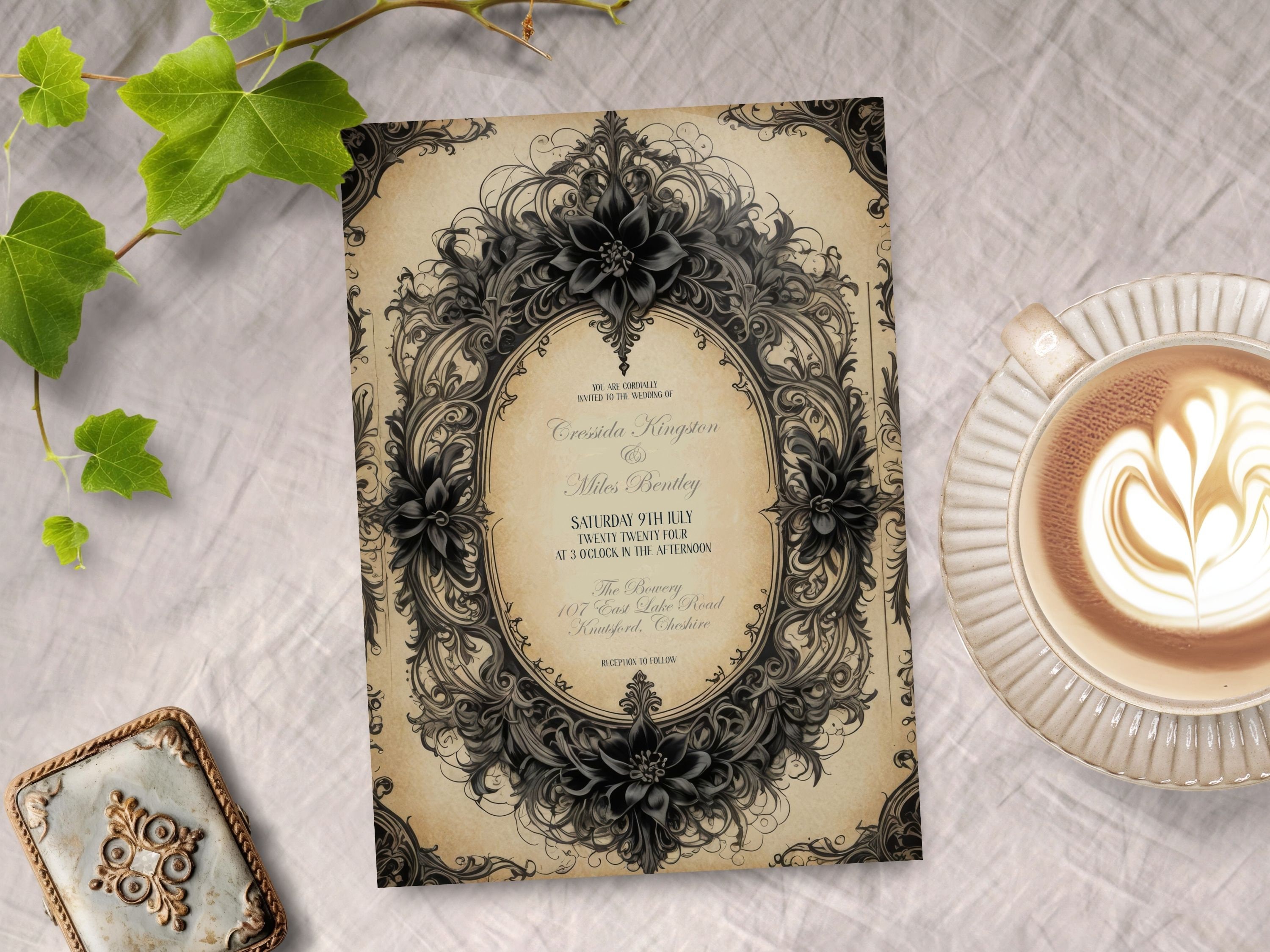 Gothic Wedding Invitation, INSTANT DOWNLOAD, Victorian Wedding Suite ...