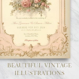 Victorian Wedding Invitation, INSTANT DOWNLOAD, Vintage Floral Invite ...