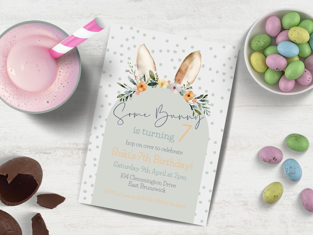 Some Bunny is Turning Seven Party Invite INSTANT DOWNLOAD Cute Boho ...