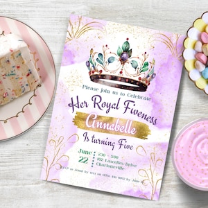 Her Royal Five-ness Birthday Invitation INSTANT DOWNLOAD Edit in Canva ...