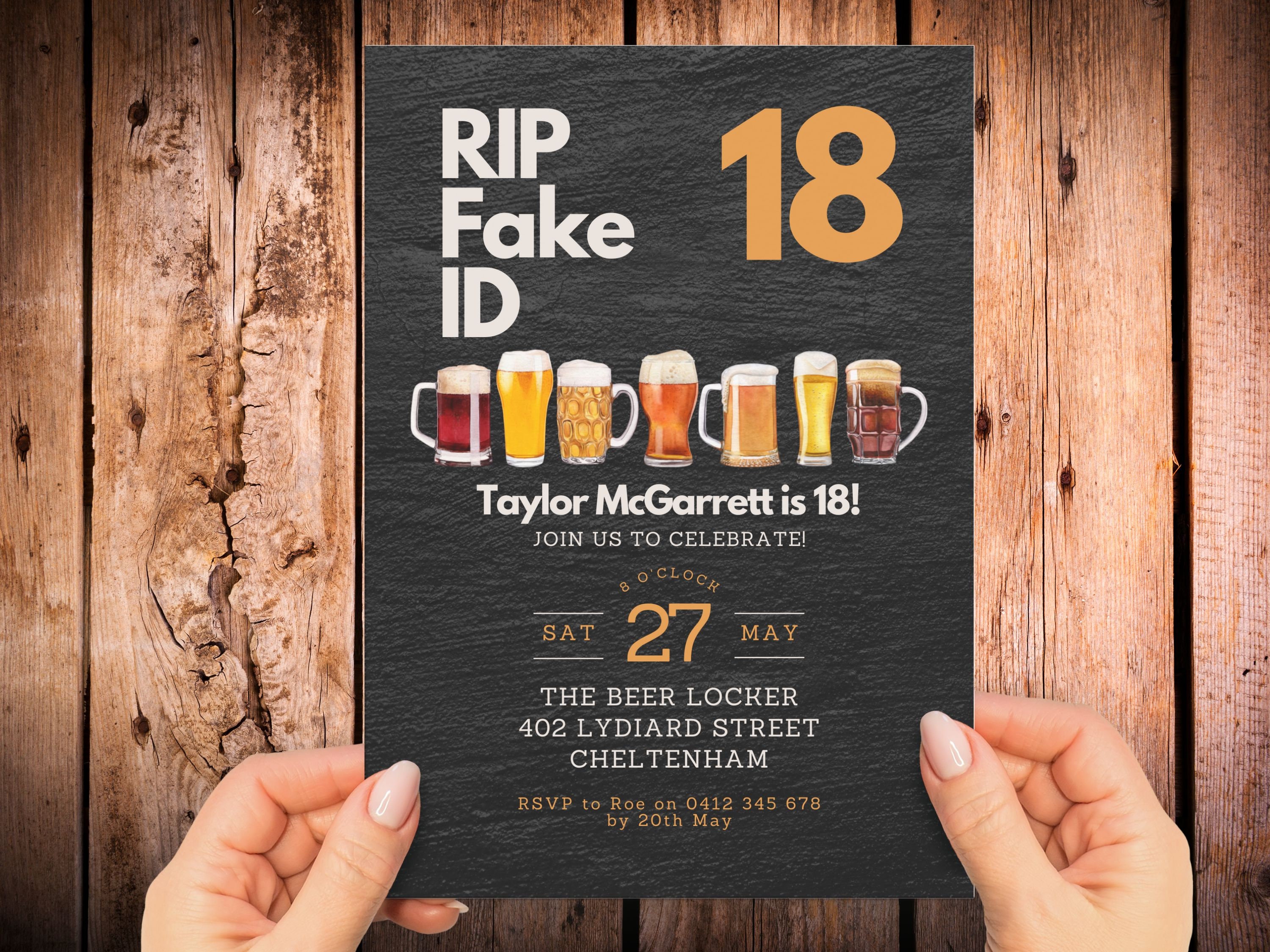 RIP Fake Id 18th Birthday Invitation INSTANT DOWNLOAD Canva Template ...