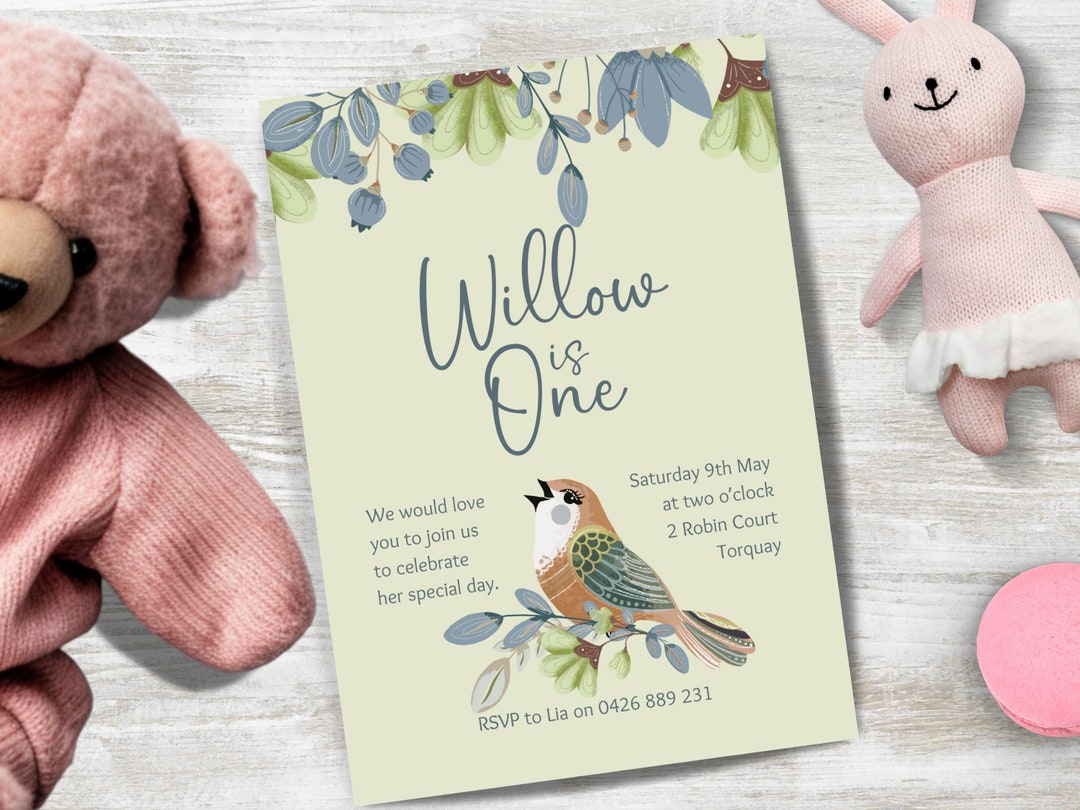 Boho Bird Invitation INSTANT DOWNLOAD, First Birthday Invitation ...