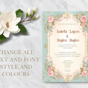 Victorian Wedding Invitation, INSTANT DOWNLOAD, Vintage Floral Invite ...