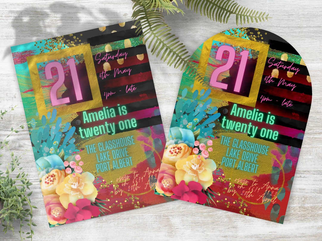 21st Birthday Invitation, INSTANT DOWNLOAD, CANVA, Twenty First Party ...
