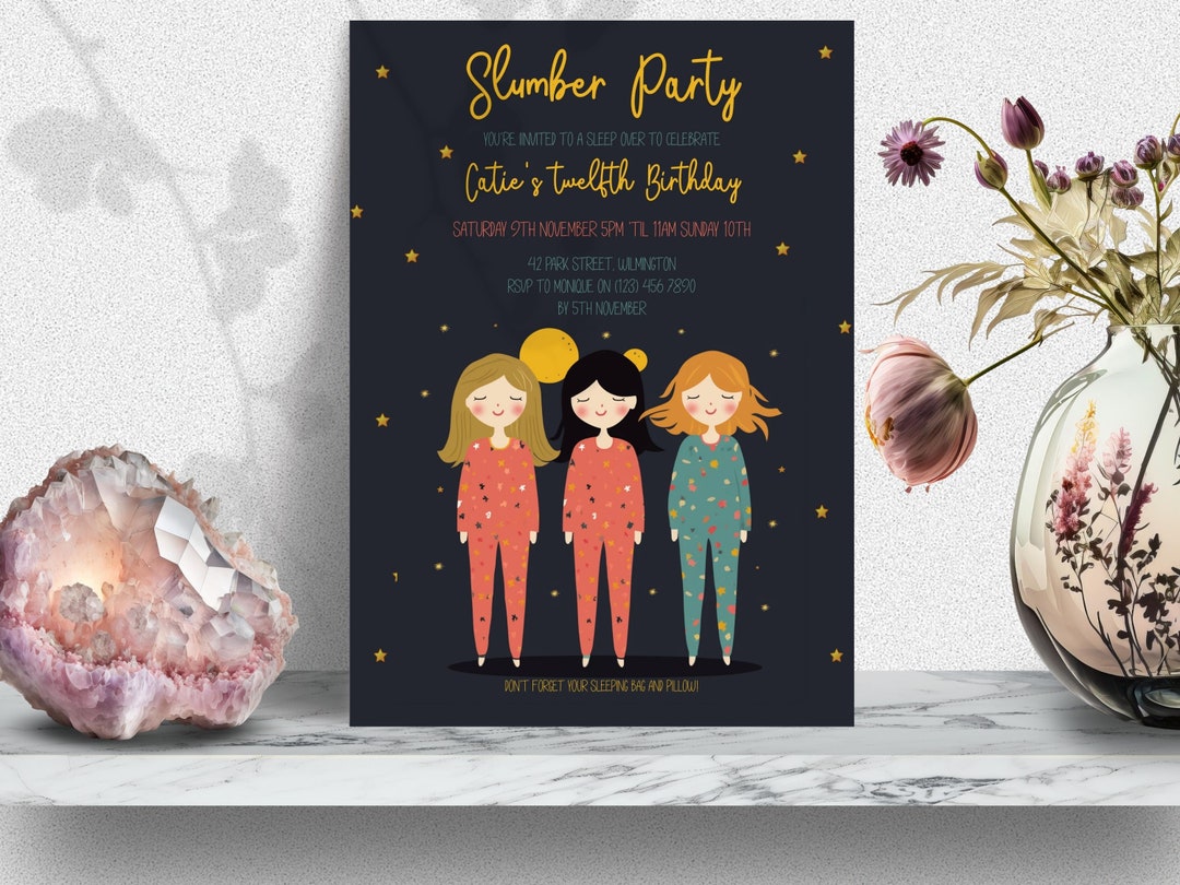 Slumber Party Invitation, INSTANT DOWNLOAD, Sleepover Birthday Invite ...