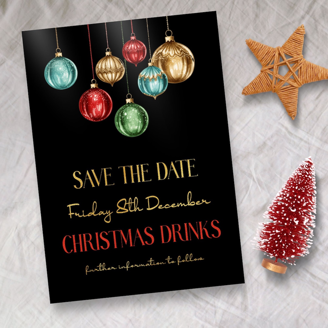 Christmas Save the Date, INSTANT DOWNLOAD, Save the Date Card, Xmas ...