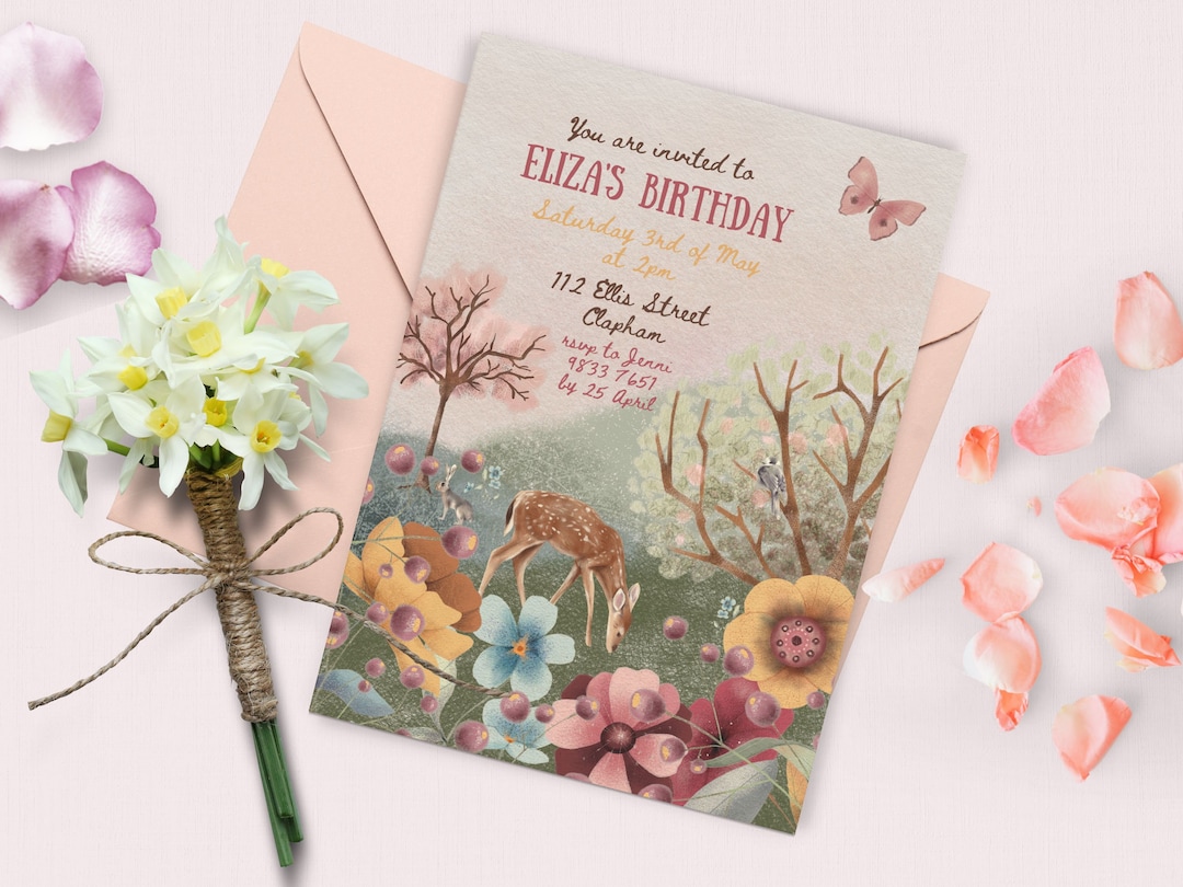 Woodland Birthday Party Invitation, INSTANT DOWNLOAD, Forest, Forest ...