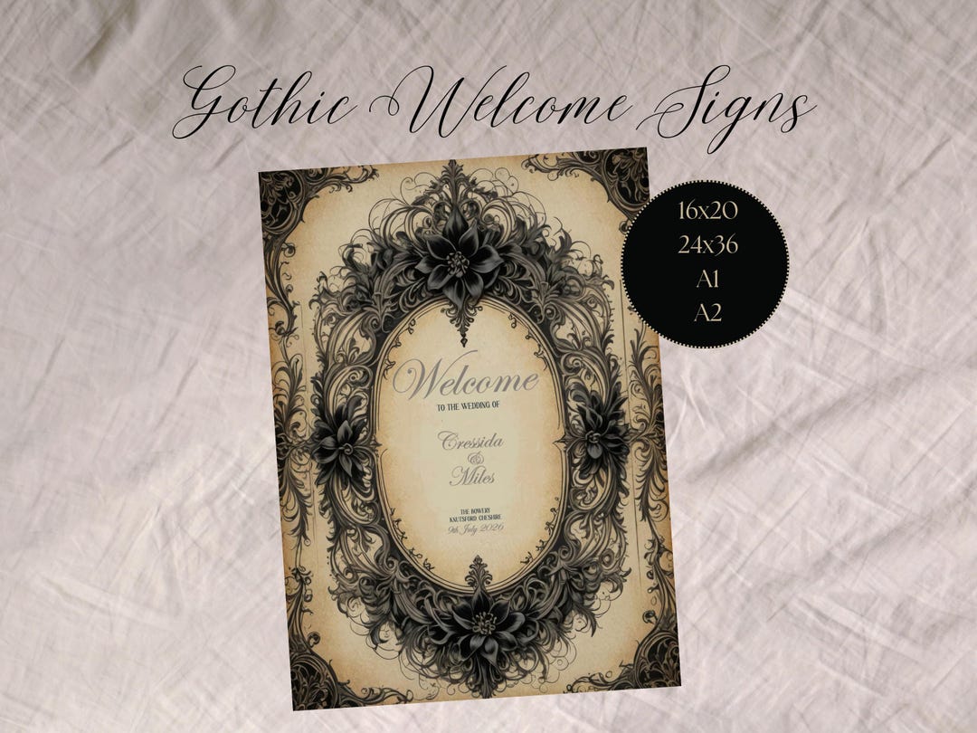 Gothic Welcome Sign, INSTANT DOWNLOAD, Gothic Wedding Welcome Sign ...