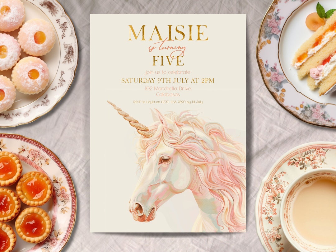 5th Birthday Party Invitation, INSTANT DOWNLOAD, Girl Turning Five ...