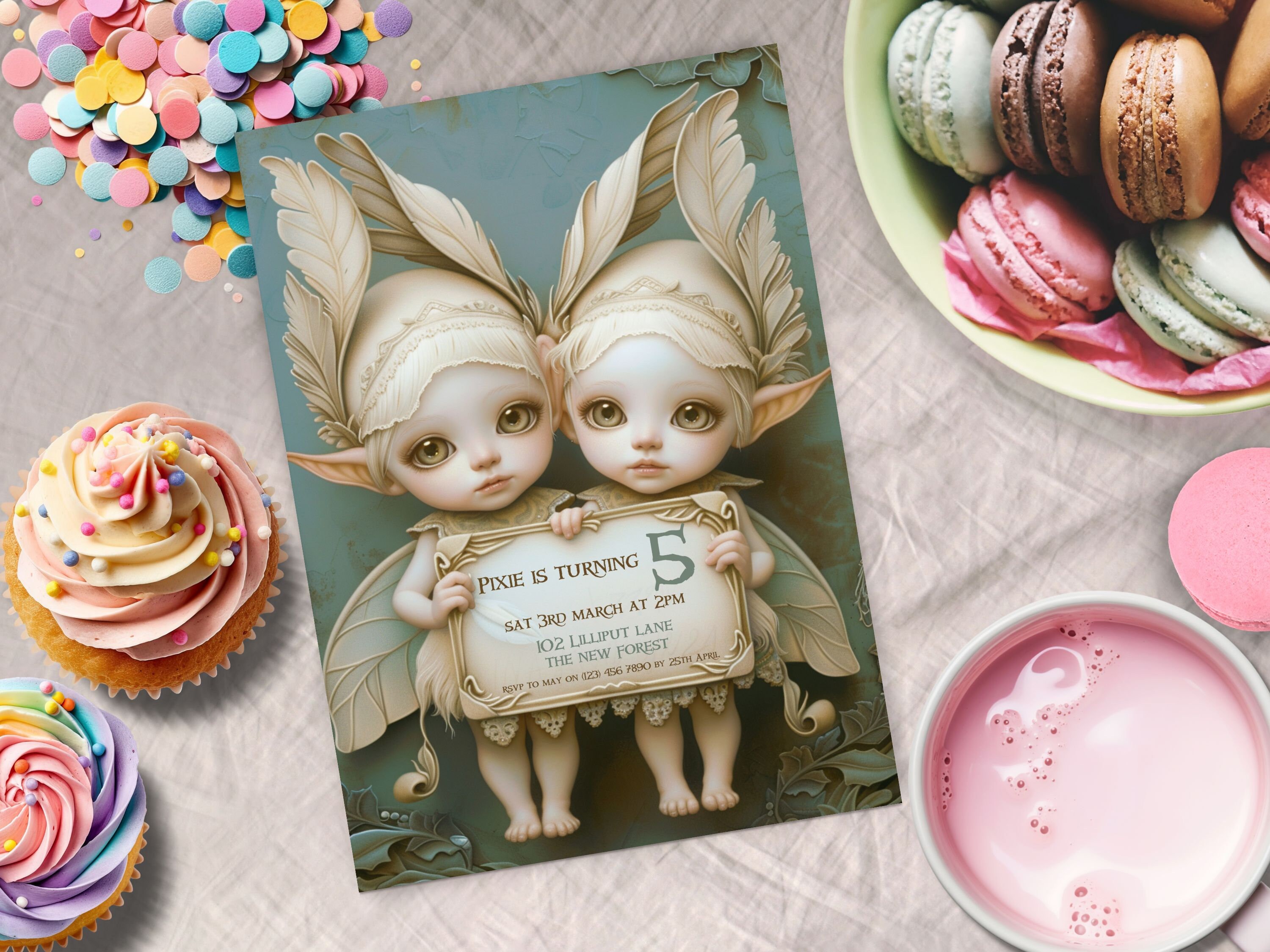 5th Birthday Party Invitation, INSTANT DOWNLOAD, Girl Turning Five ...