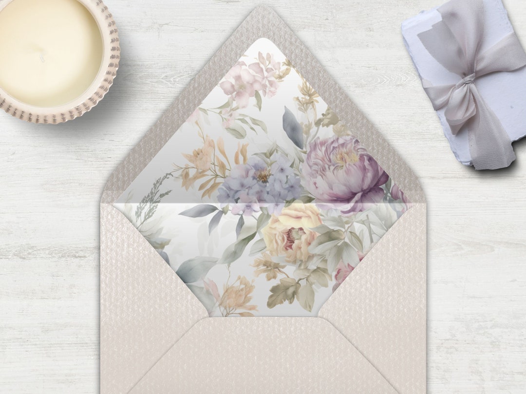 Wedding Botanical, Envelope Liner, INSTANT DOWNLOAD, Canva Template ...