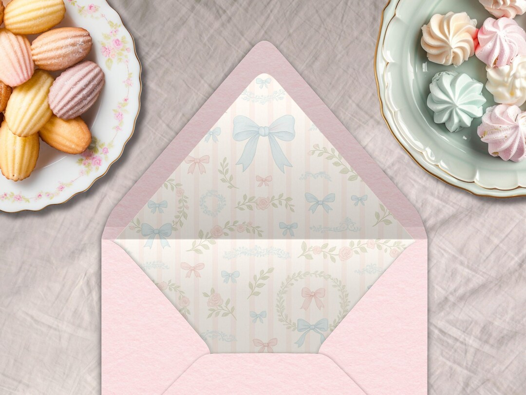 Coquette Envelope Liners, INSTANT DOWNLOAD, Bow Envelope Liner, Pink ...