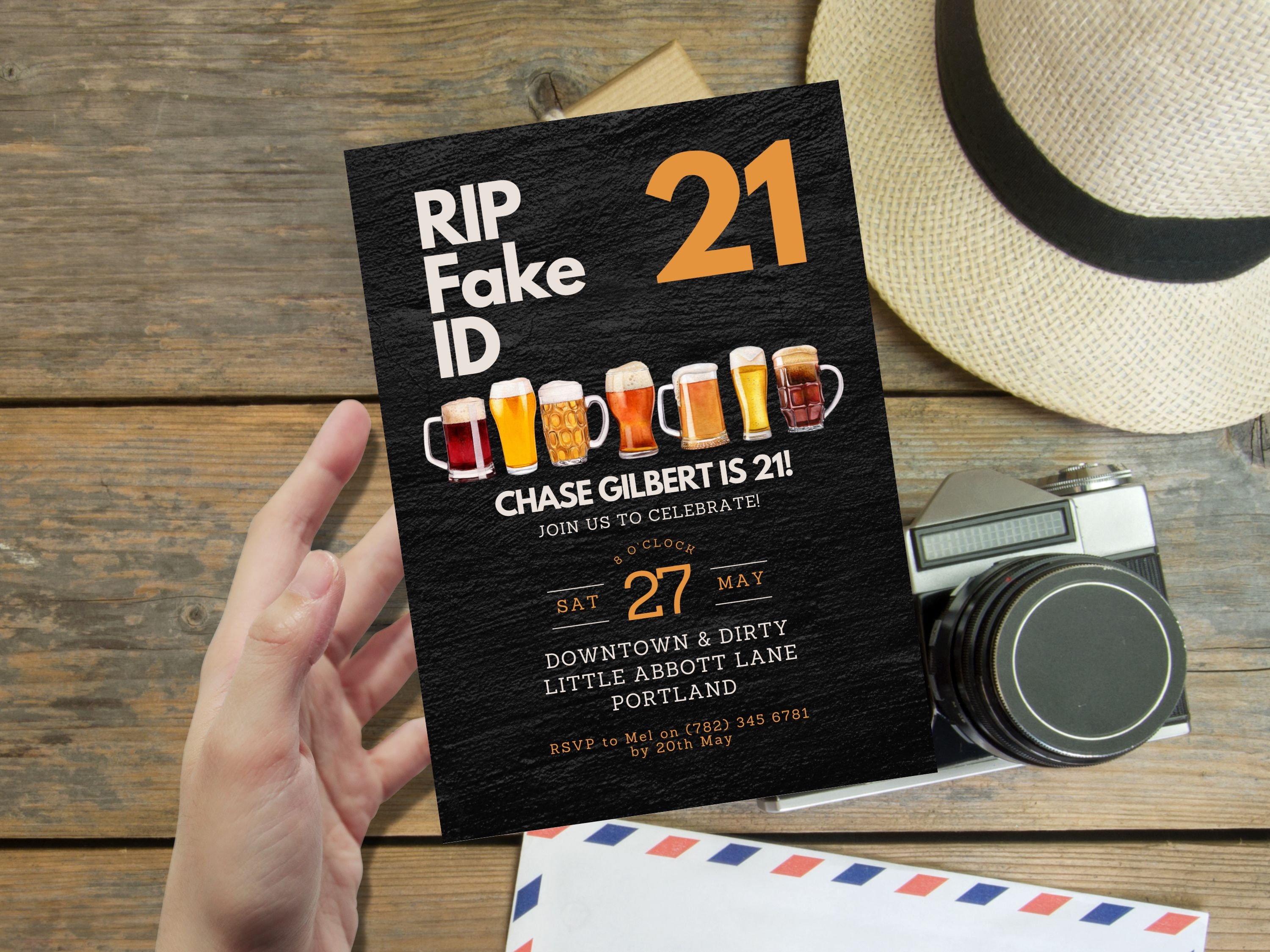 RIP Fake Id 21st Birthday Invitation INSTANT DOWNLOAD Canva Template ...