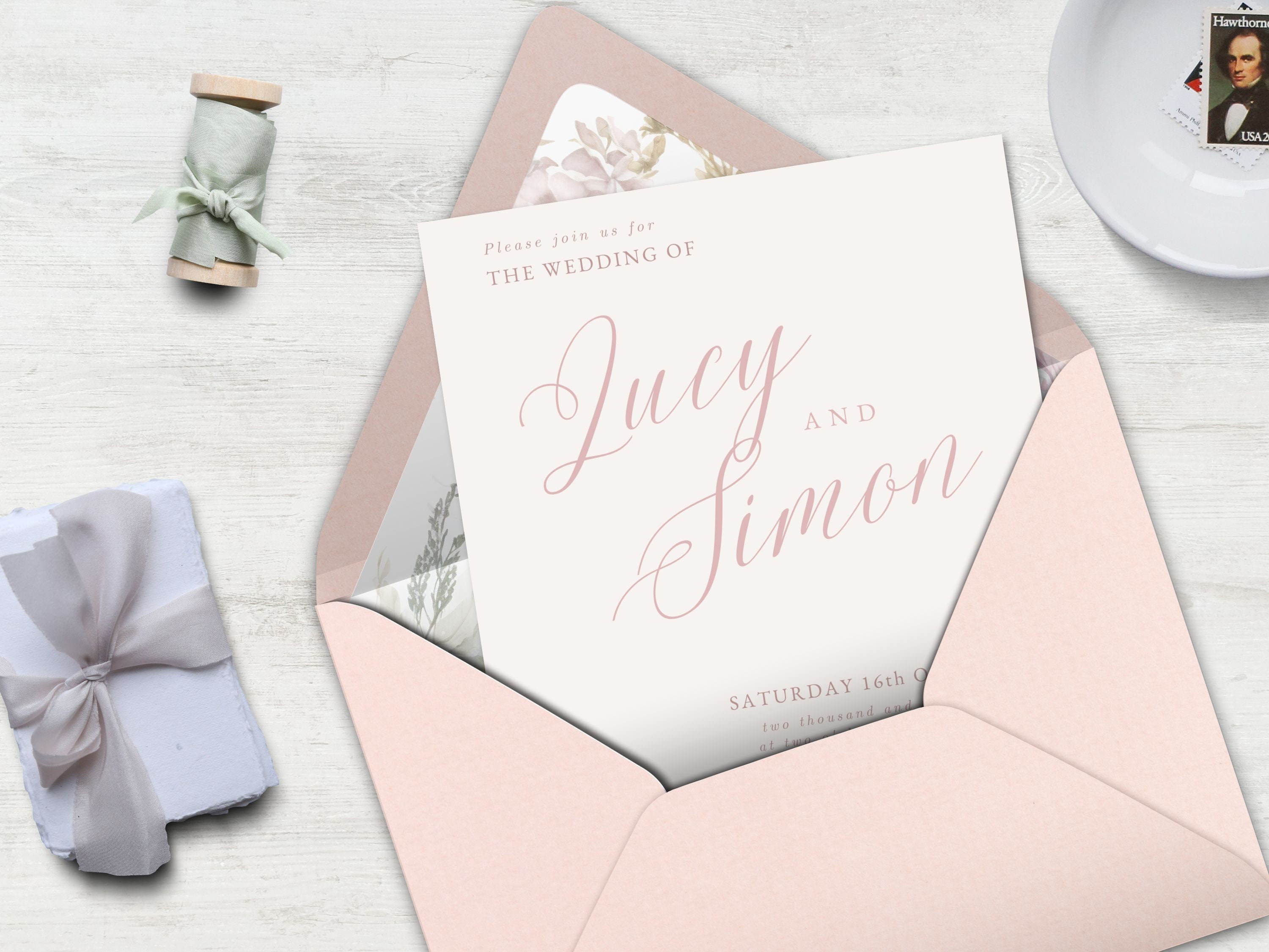 Wedding Botanical, Envelope Liner, INSTANT DOWNLOAD, Canva Template ...