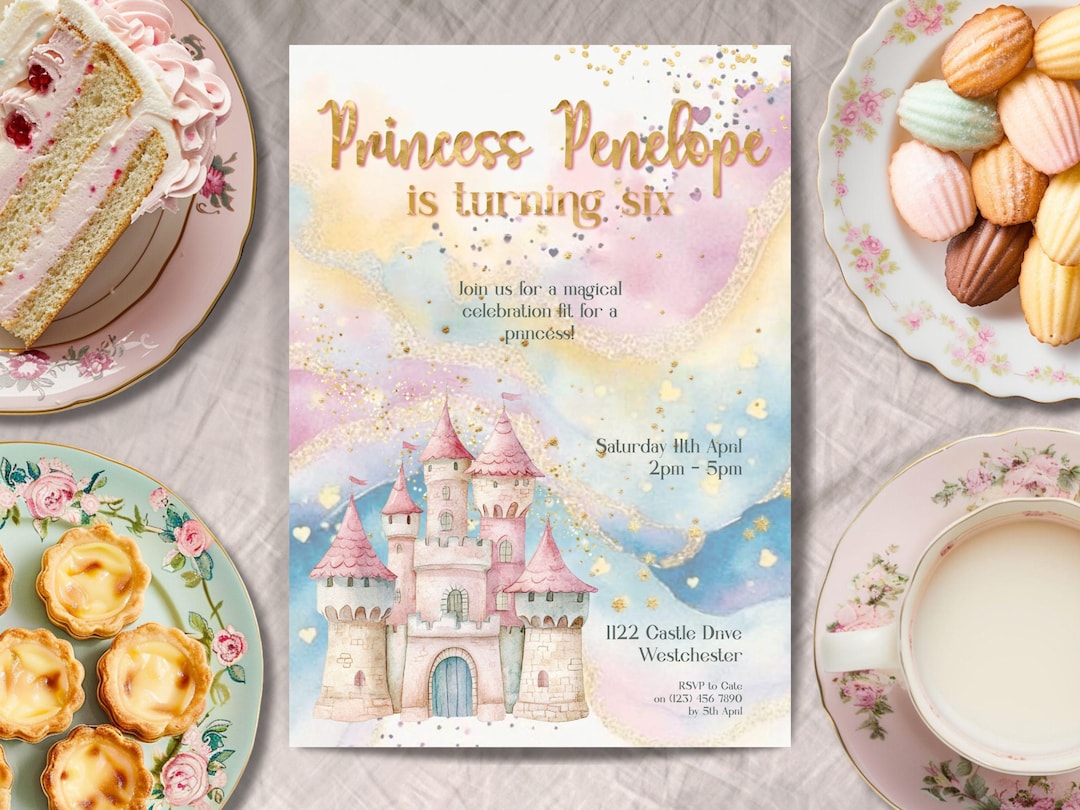 Princess Birthday Invitation, INSTANT DOWNLOAD, Girl Turning Six ...