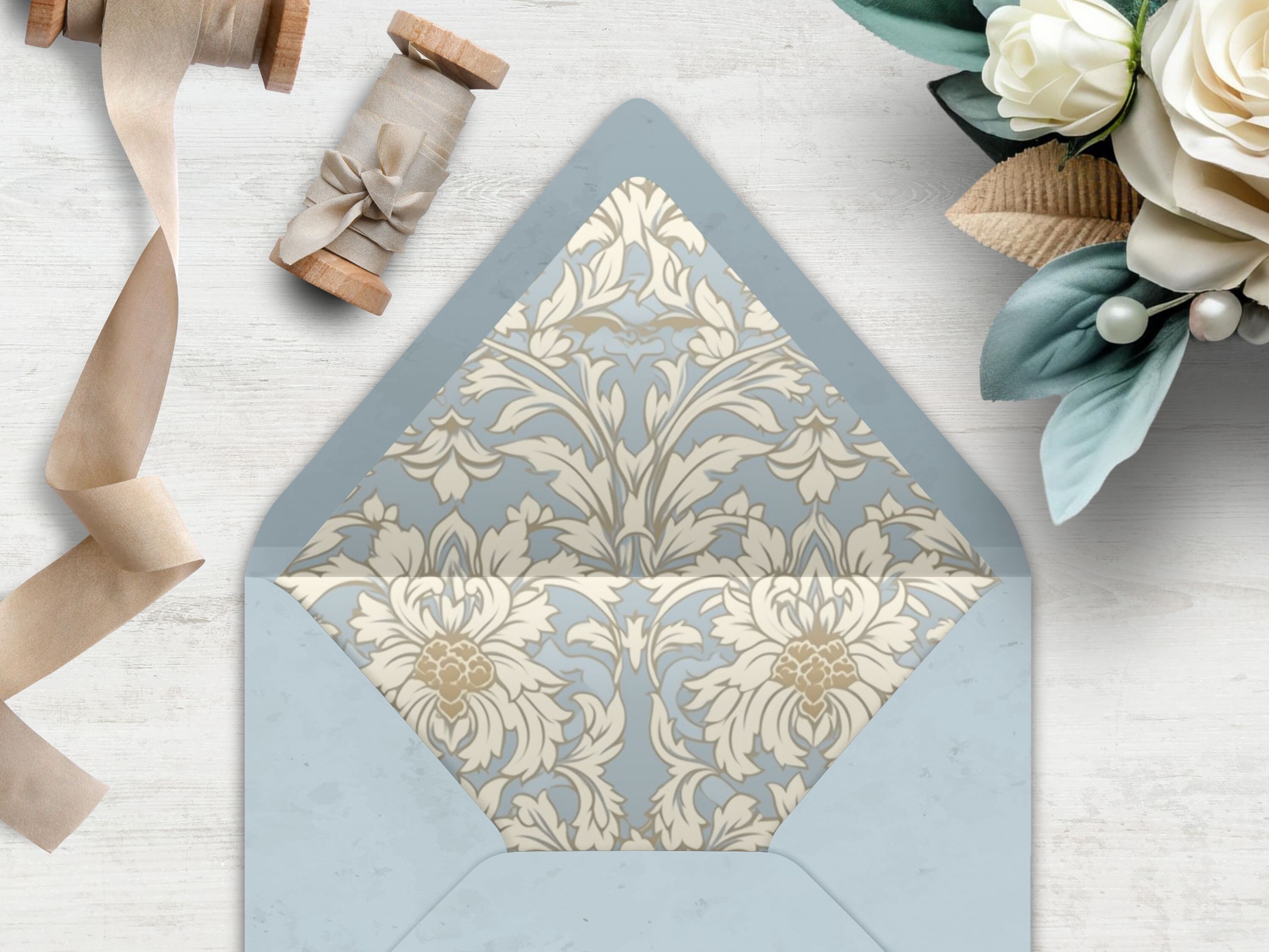 William Morris Style Envelope Liner, INSTANT DOWNLOAD, Canva Template ...