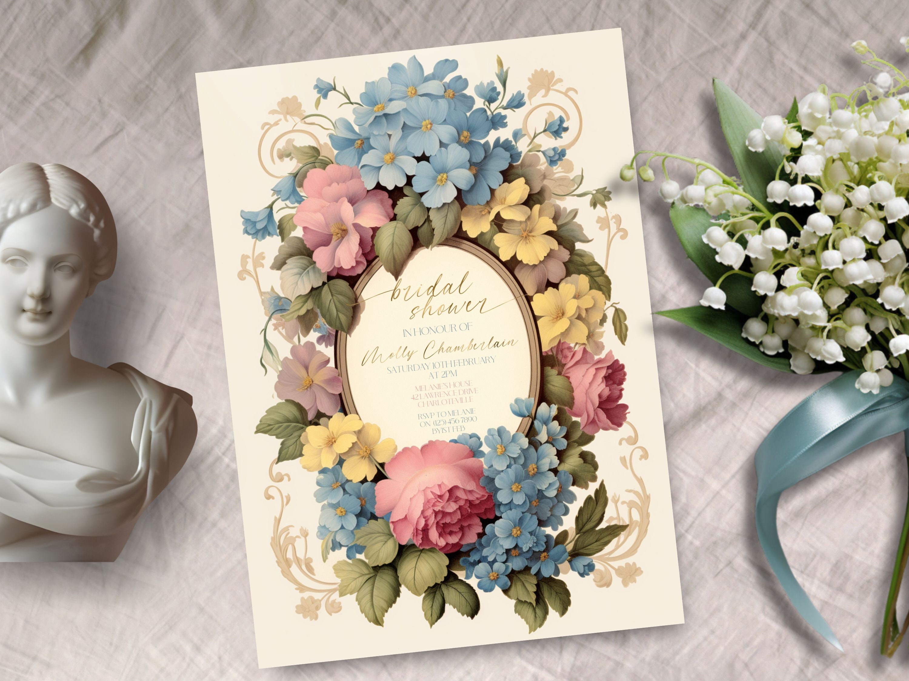 Victorian Bridal Shower Invitation, INSTANT DOWNLOAD, Vintage Floral ...