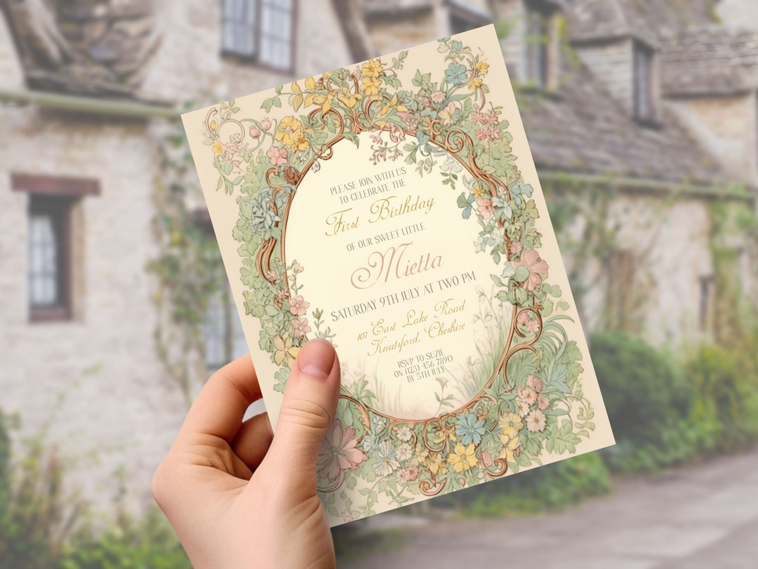 Victorian Birthday Invitation, INSTANT DOWNLOAD, Botanical Invite ...