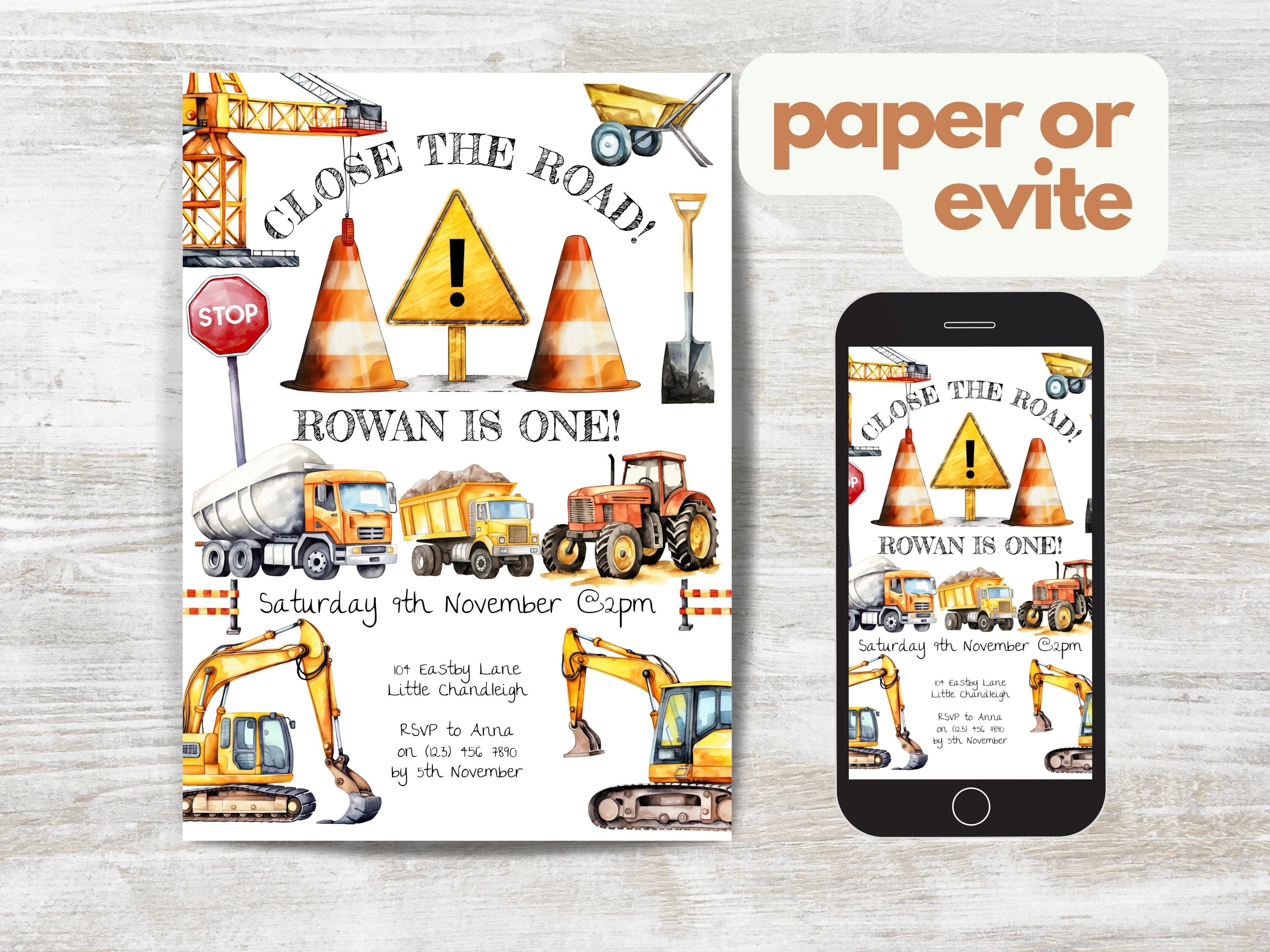 Construction Theme Birthday Invitation INSTANT DOWNLOAD Dump - Etsy