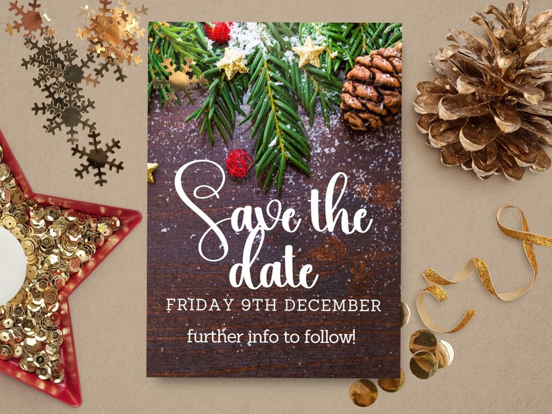 Christmas Save the Date, INSTANT DOWNLOAD, Christmas Party Invite ...