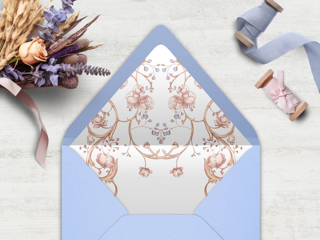 Baroque Wedding Envelope Liner, INSTANT DOWNLOAD, Canva Template ...